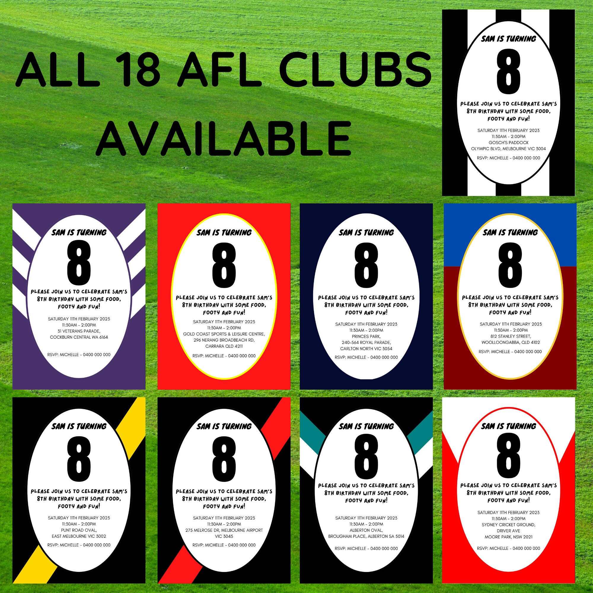 Melbourne AFL Theme Birthday Invitation digital Download - Etsy