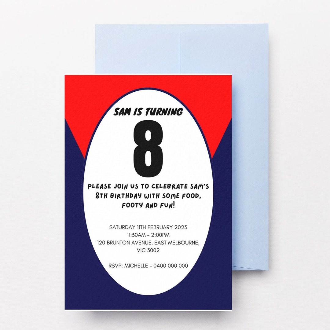 Melbourne AFL Theme Birthday Invitation digital Download - Etsy