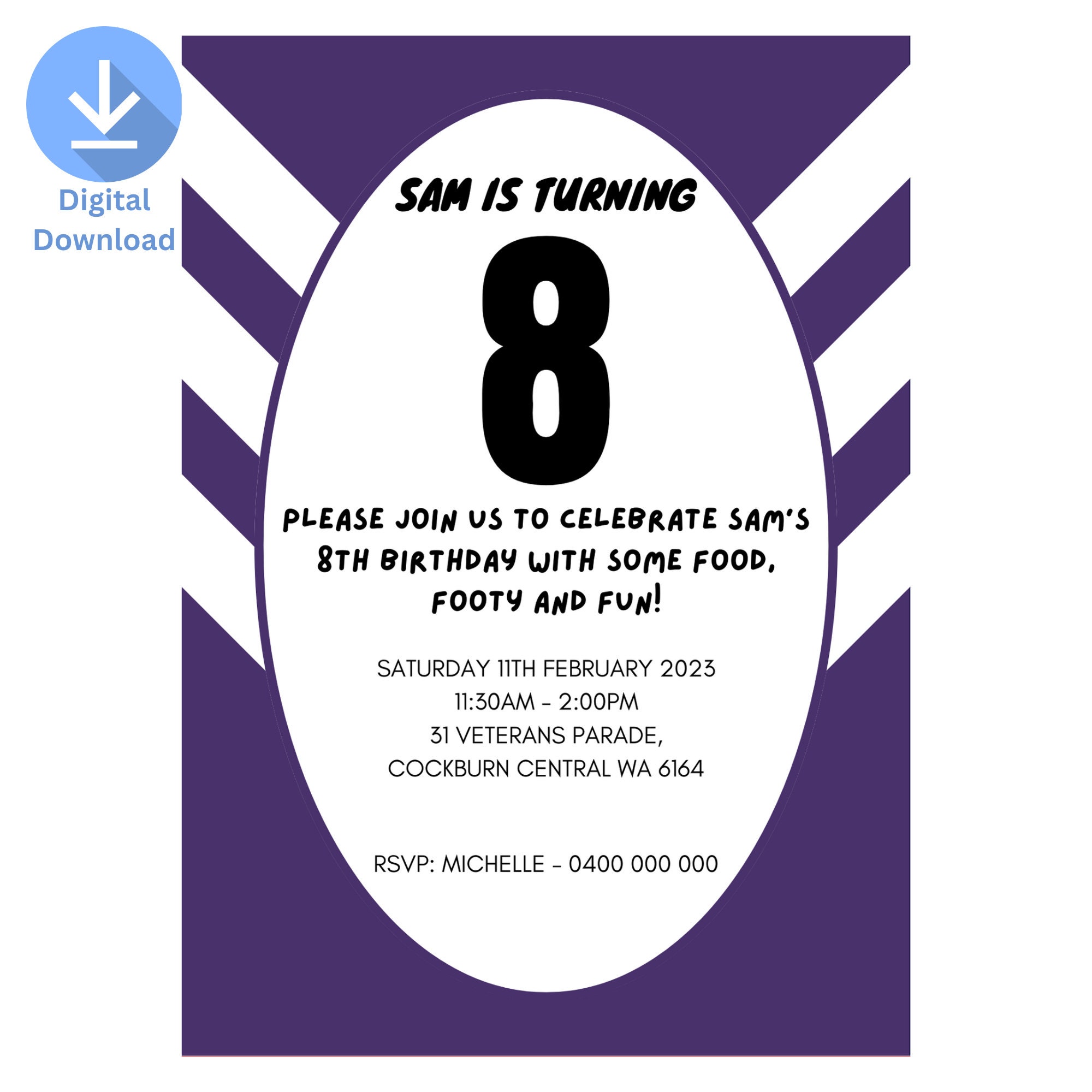 Fremantle AFL Theme Birthday Invitation digital Download - Etsy Australia