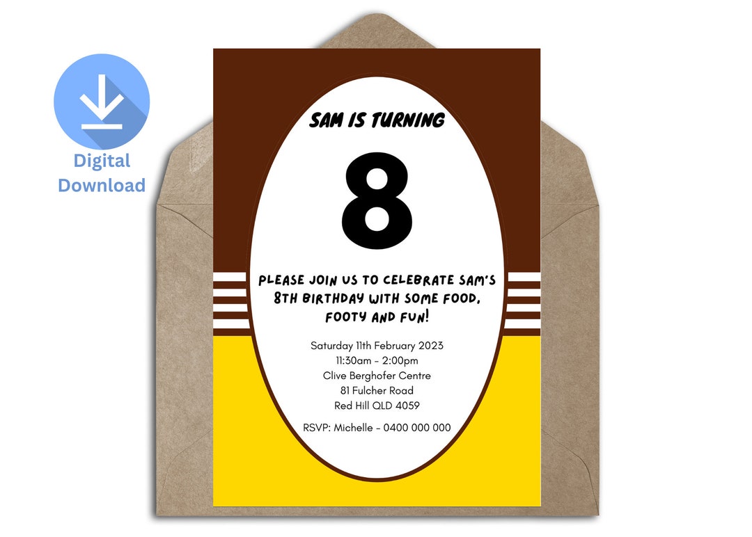 Brisbane Broncos NRL Theme Birthday Invitation (digital Download ...