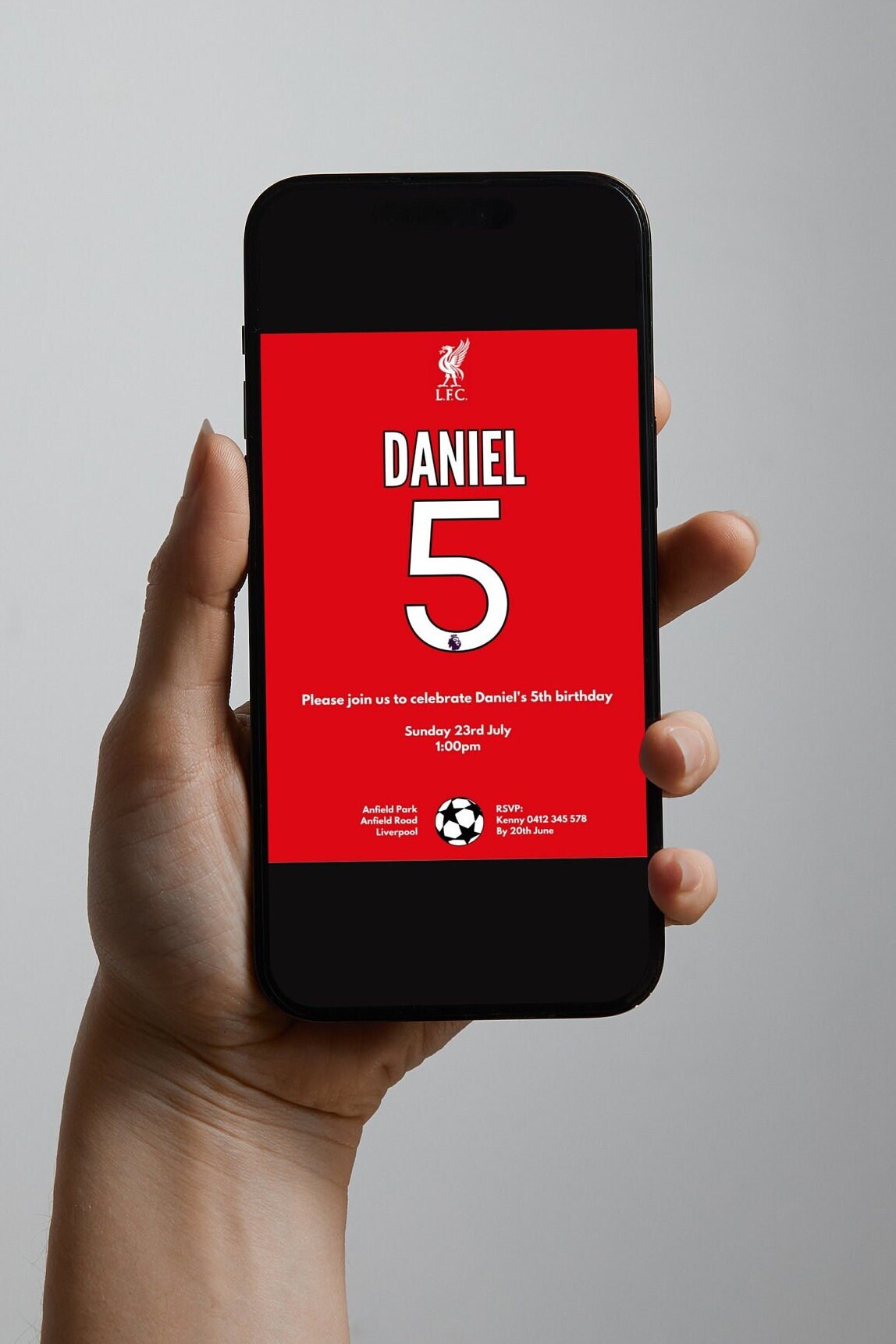 Liverpool Premier League Theme Birthday Invitation digital Download - Etsy