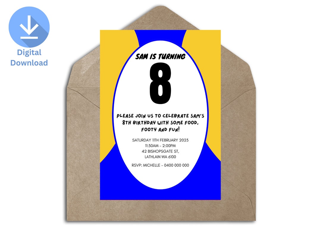 West Coast AFL Theme Birthday Invitation digital Download - Etsy