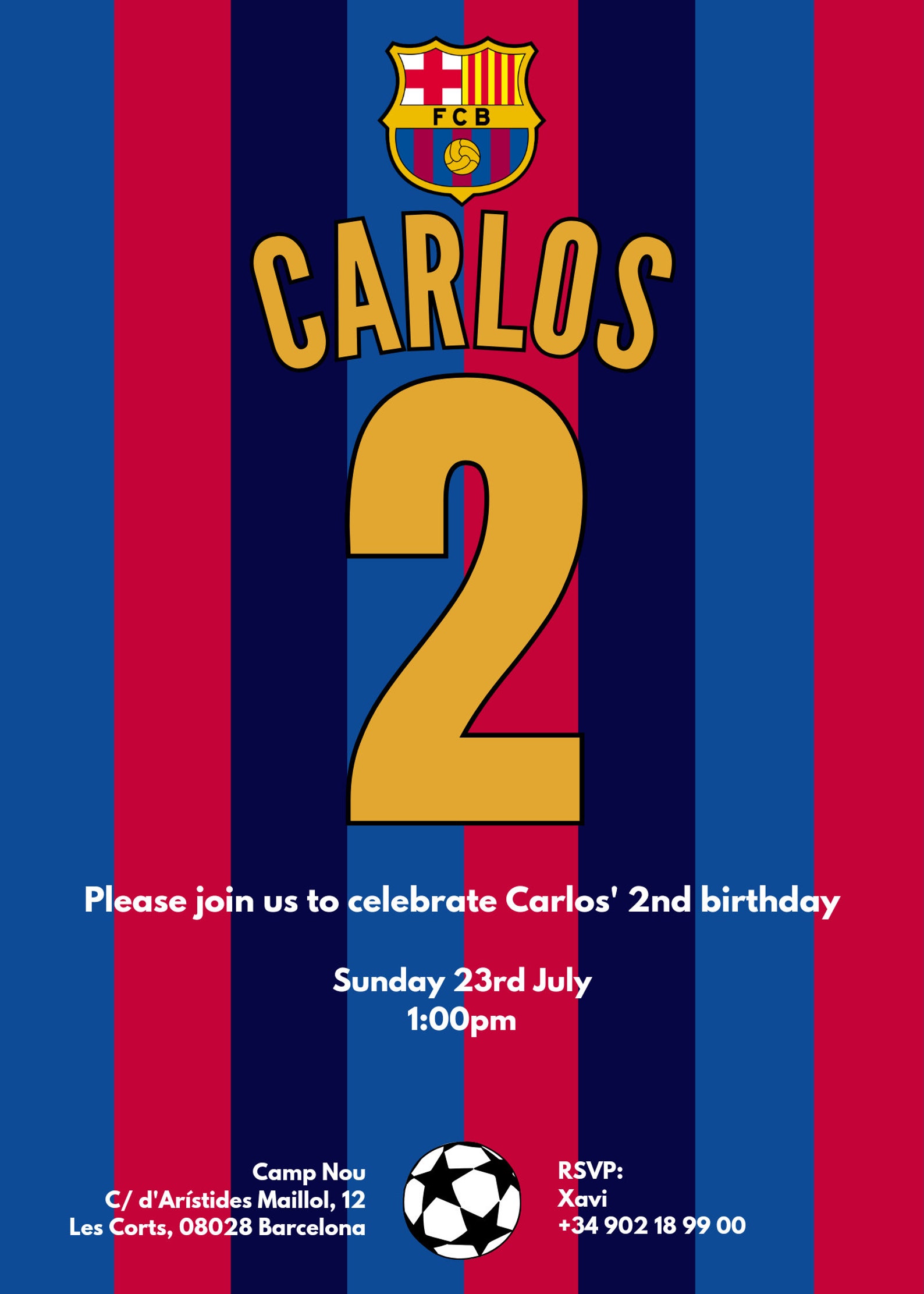 FC Barcelona Theme Birthday Invitation (digital Download) - Etsy