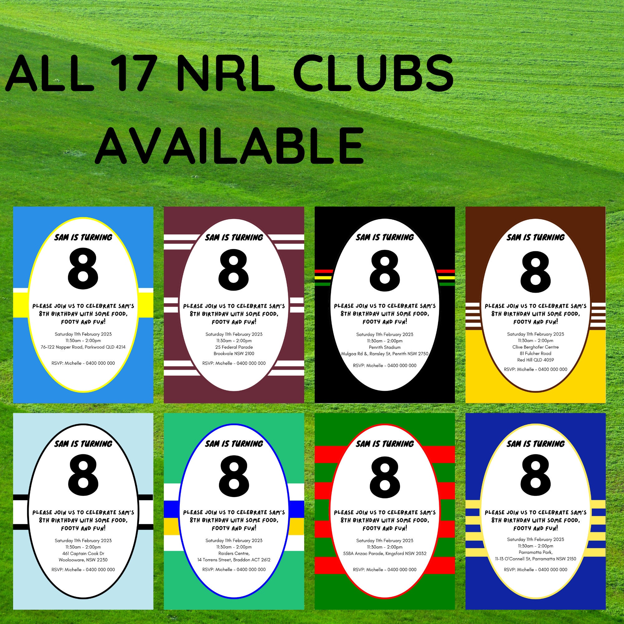 South Sydney Rabbitohs NRL Theme Birthday Invitation (digital Download ...