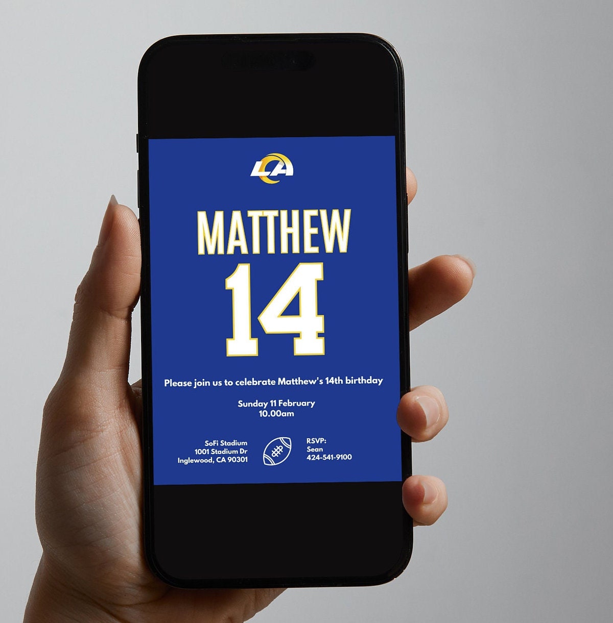 Los Angeles Rams NFL Theme Birthday Invitation (digital Download) - Etsy