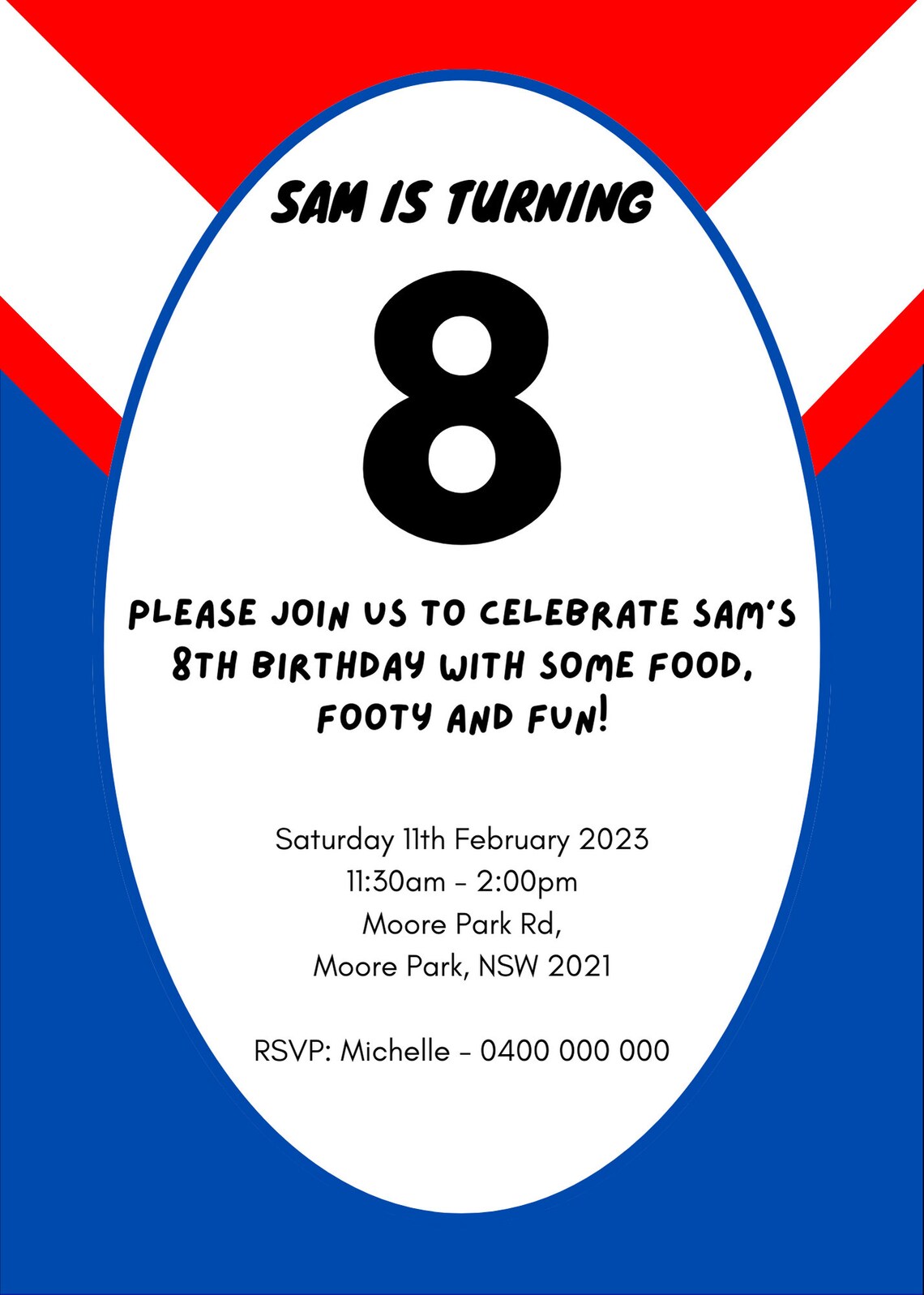 Sydney Roosters NRL Theme Birthday Invitation (digital Download) - Etsy