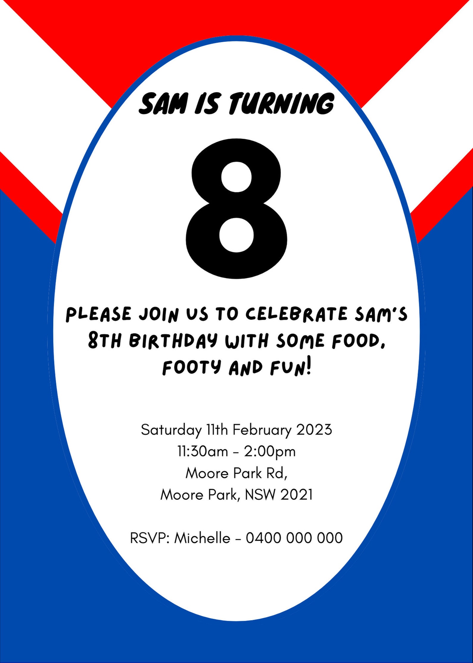 Sydney Roosters NRL Theme Birthday Invitation digital Download - Etsy