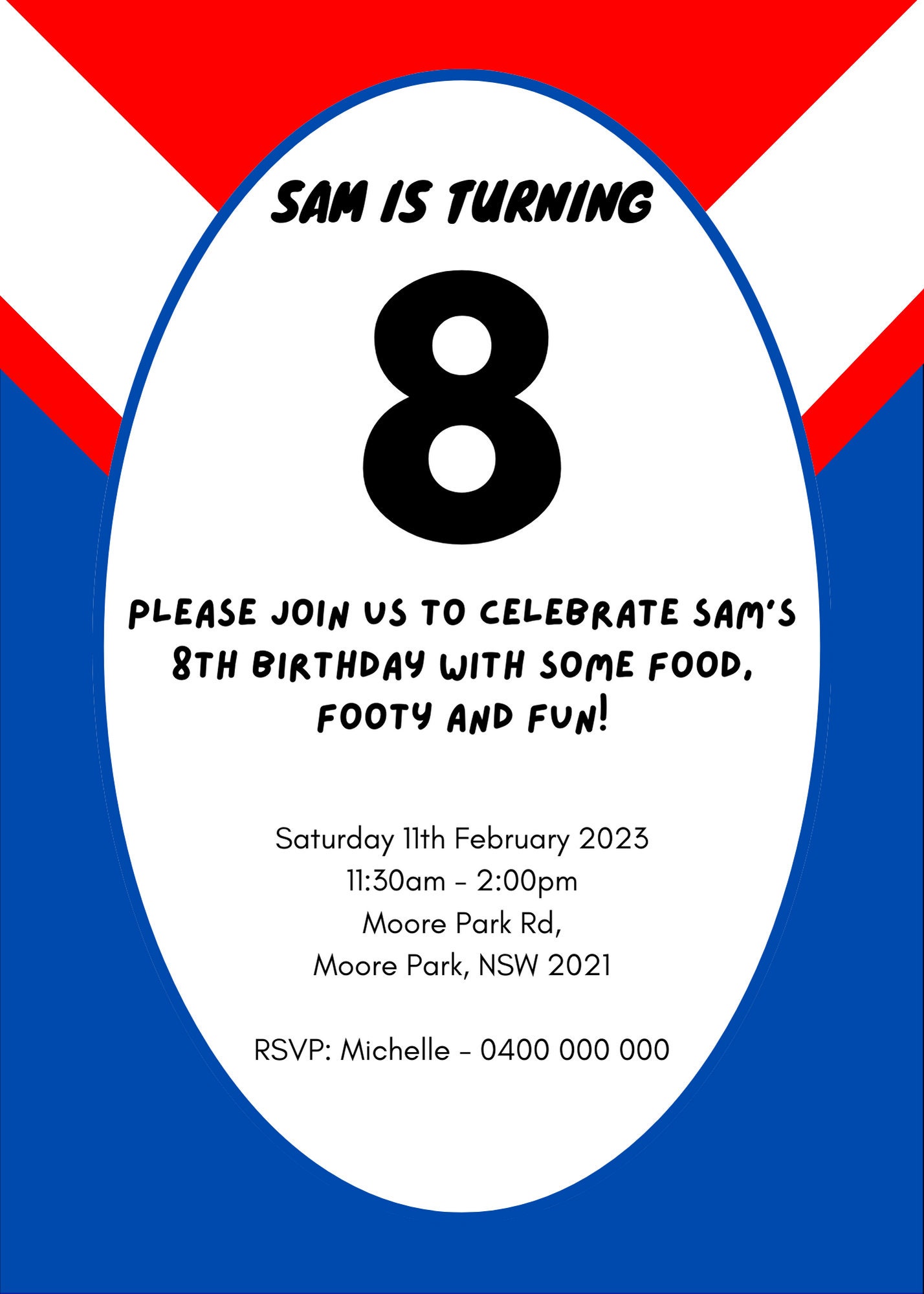 Sydney Roosters NRL Theme Birthday Invitation digital Download - Etsy