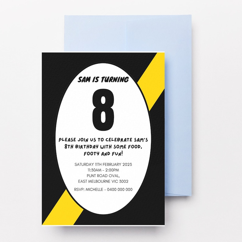 Richmond AFL Theme Birthday Invitation digital Download - Etsy Australia