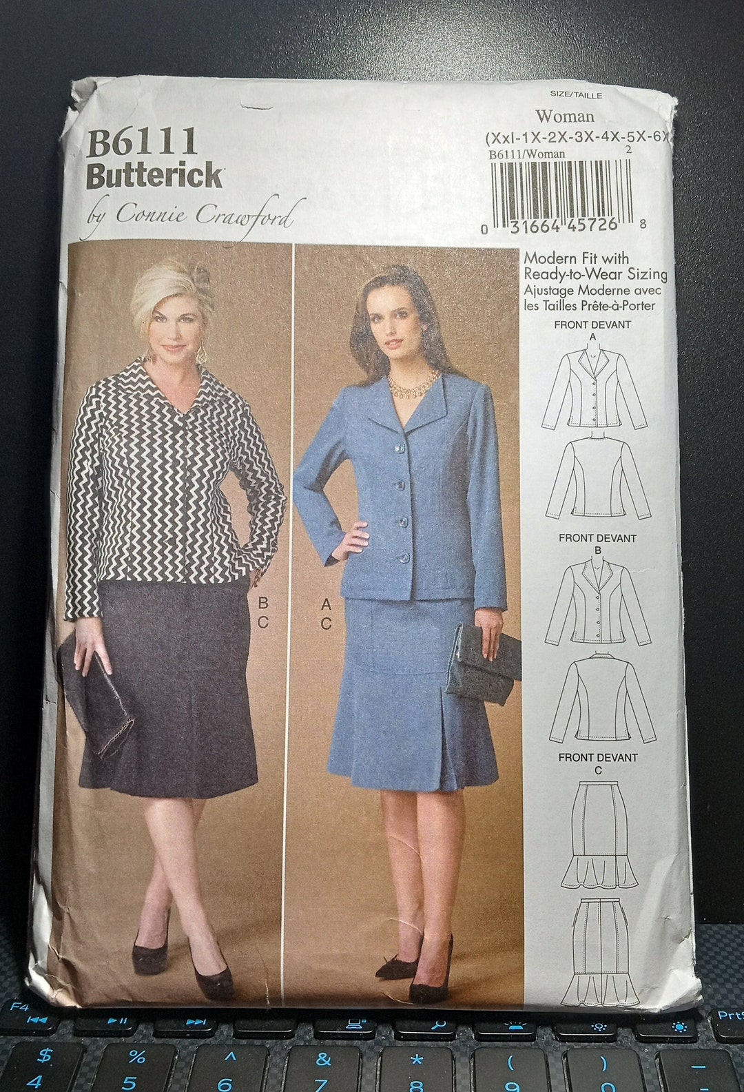 B6111 Butterick Woman's Jacket and Skirt Size (1x 2x 3x 4x 5x 6x) UNCUT ...