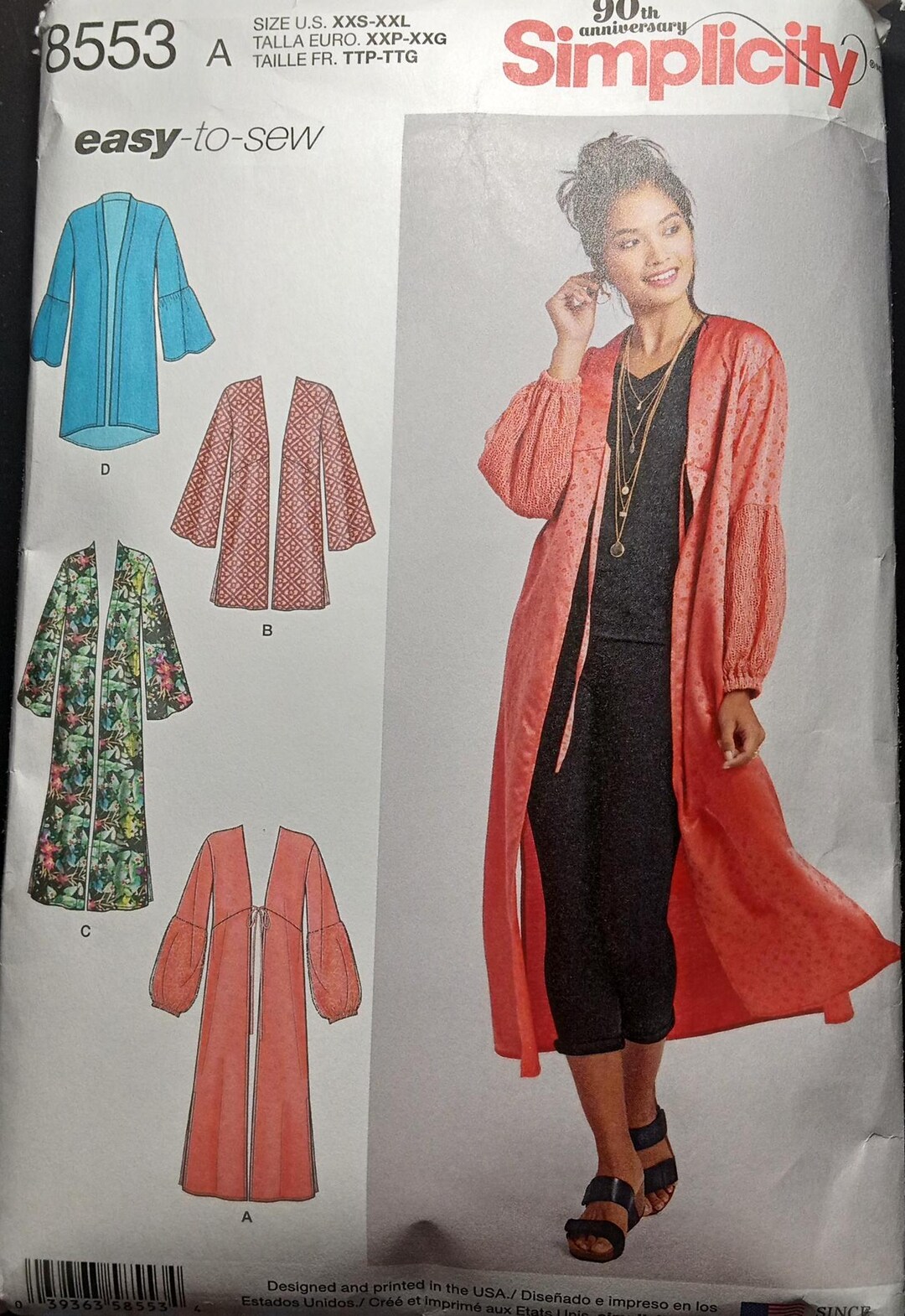 8553 Simplicity Kimono Jacket Pattern PREOWNED Size XXS to XXL - Etsy