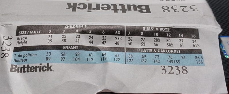 3238 Butterick Child's Halloween Costume Pattern Size 6,7,8 Clean and ...