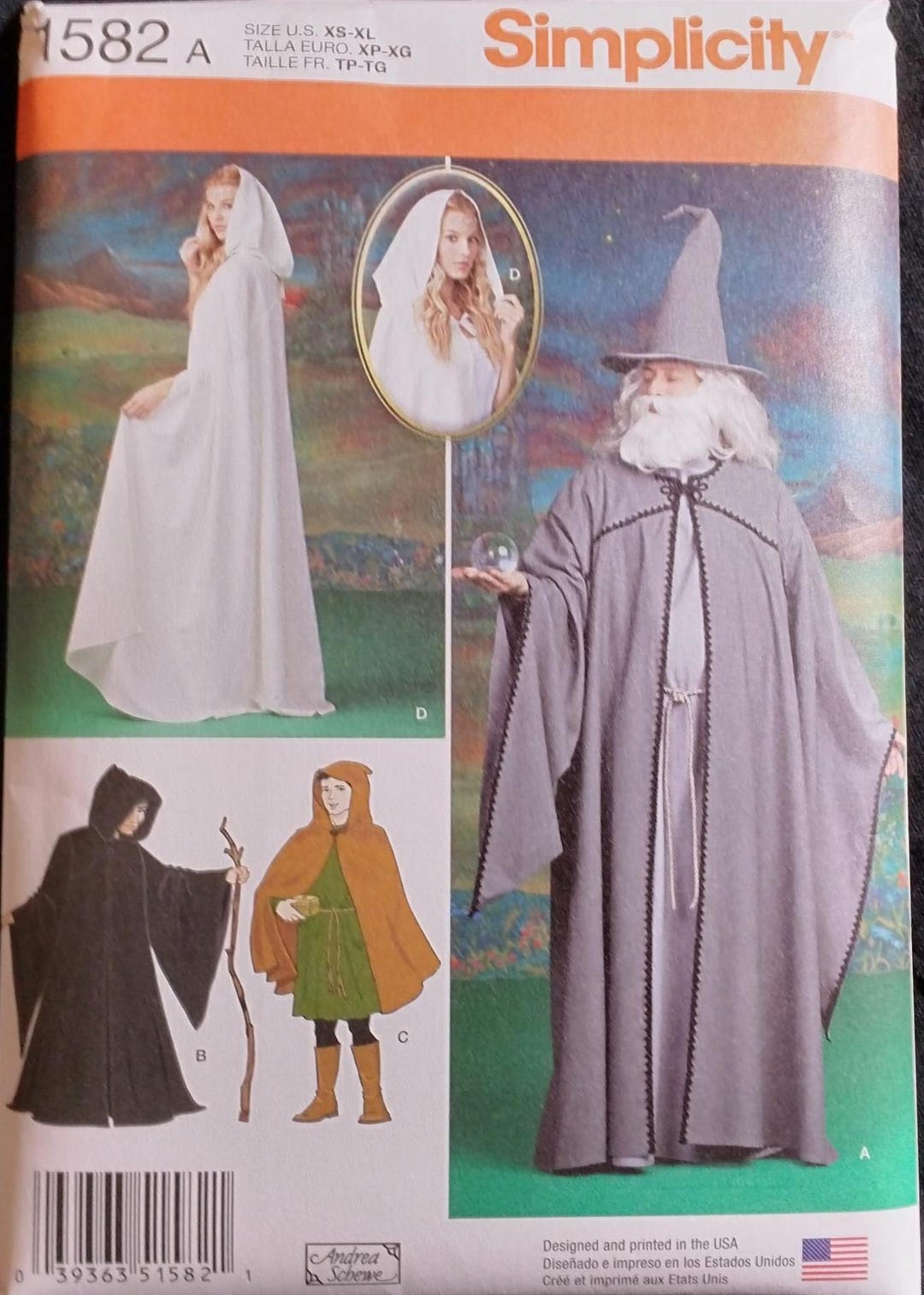 1582A SIMPLICITY Sewing Pattern Cape, Tunic, Hat for Teen/adults ...
