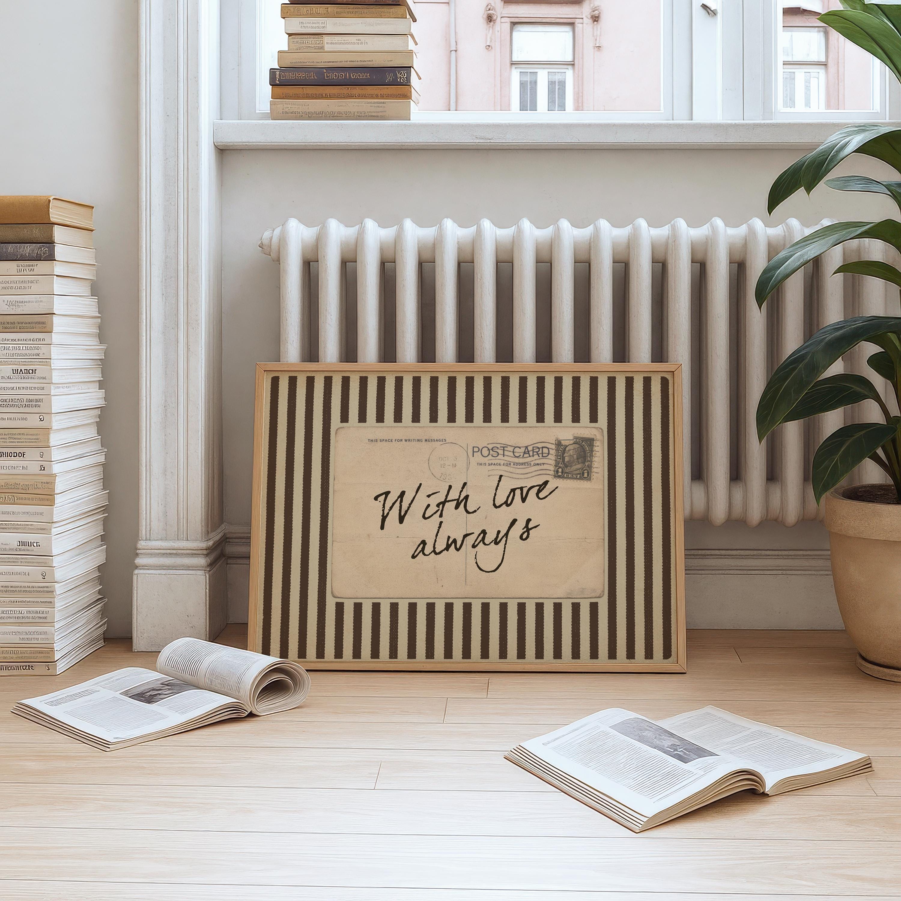 With Love Always Retro Wall Art – Romantic Vintage Postcard Aesthetic ...
