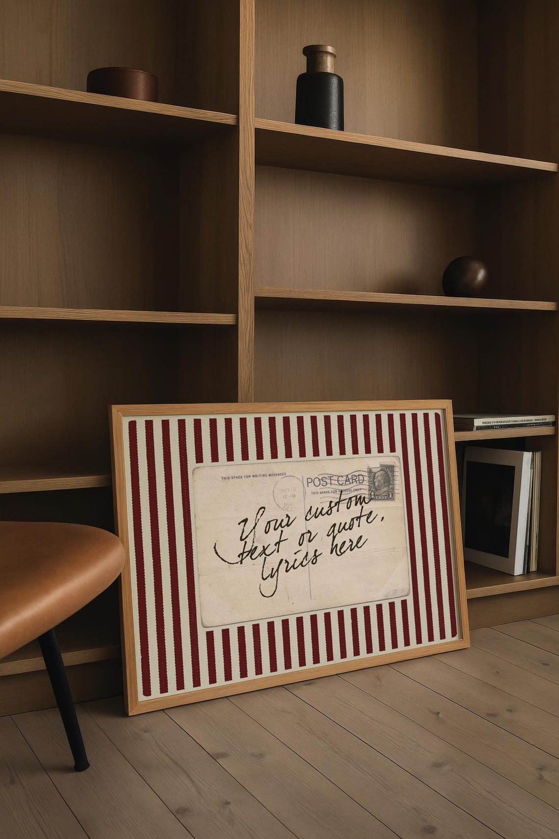 Custom Vintage Postcard Wall Art – Vintage Red Striped Print, Quote or ...