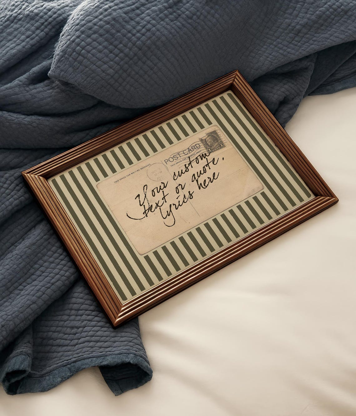 Custom Timeless Postcard Wall Art – Vintage Green Striped Print, Quote ...