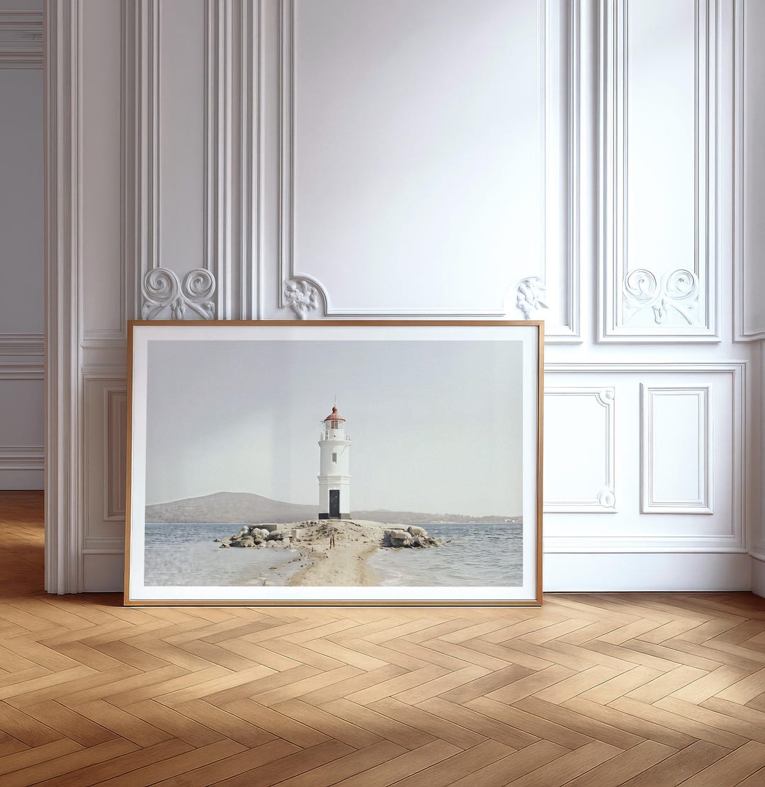 Minimal Lighthouse Wall Art – Coastal Seascape Photography Print ...