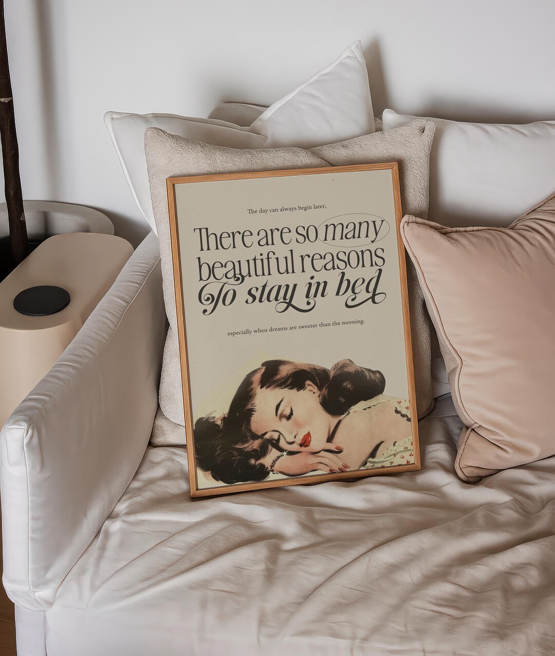 Retro Sleepy Girl Print – Vintage Style Bedroom Art (digital Download ...