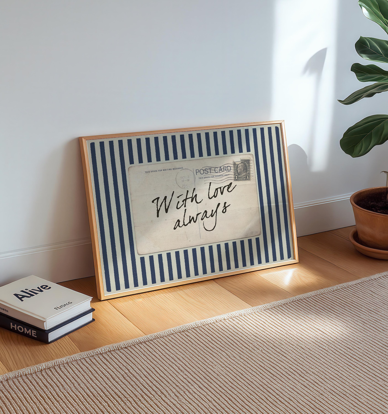 With Love Always Printable Art – Vintage Postcard Coastal Decor, Navy ...