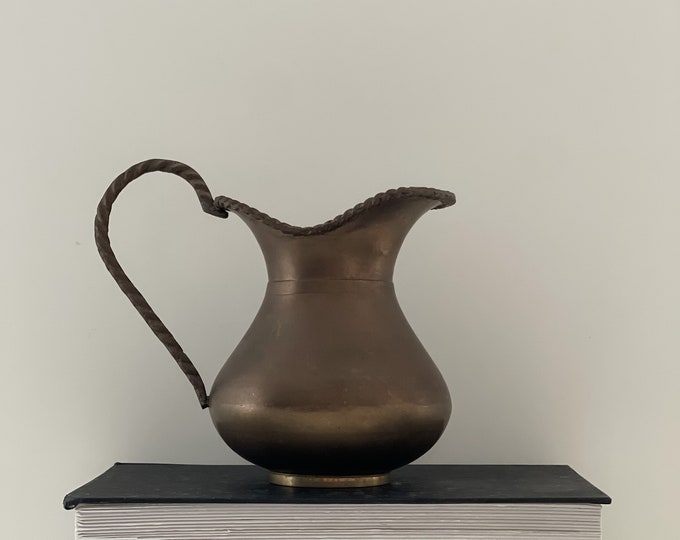 Vintage Brass Pitcher W/ Braided Handle | Antique - Etsy