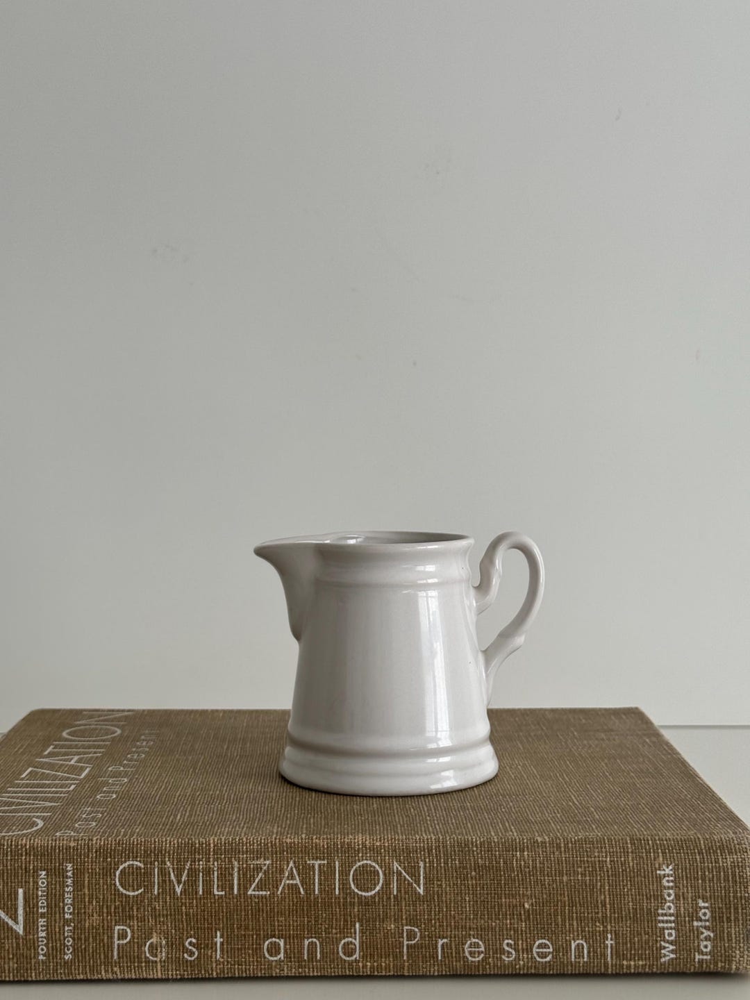 Vintage White Creamer Pitcher, Antique Kitchen Find, Mini White Pitcher ...