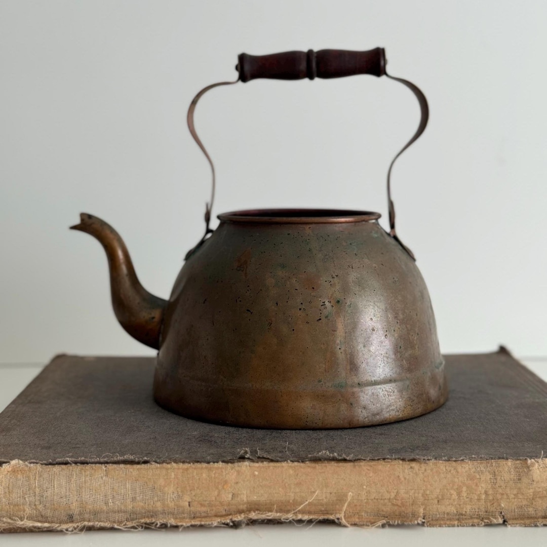 Vintage Copper Tea Kettle, Wooden Handle, Vintage Decor - Etsy