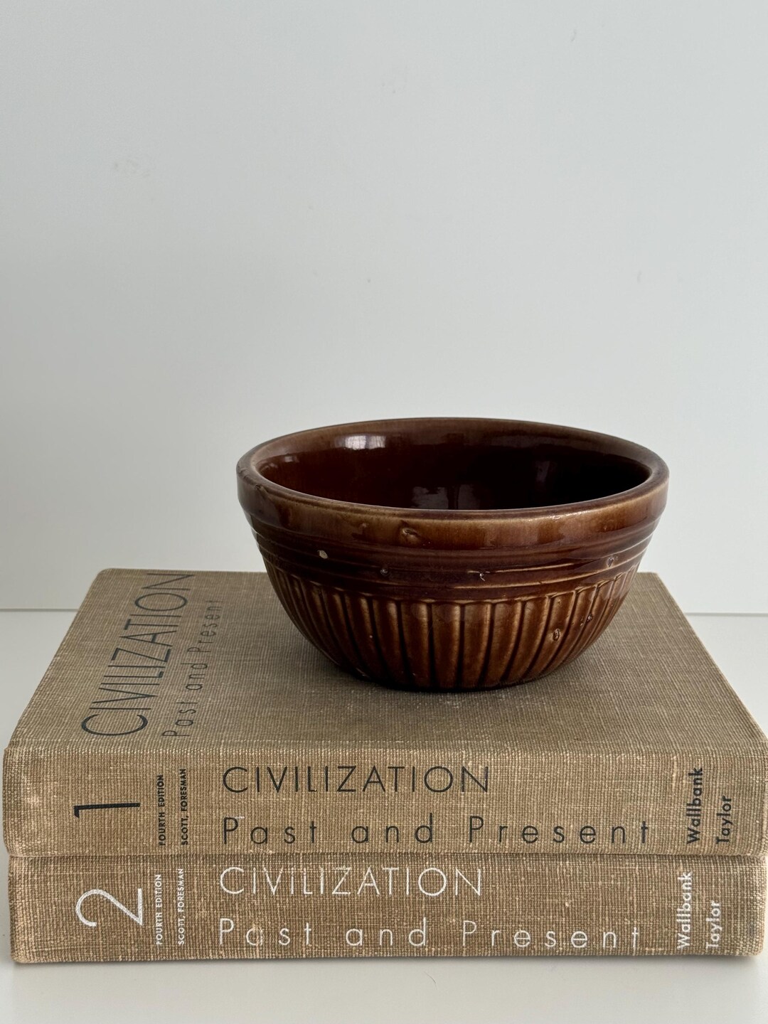 Vintage Brown USA Pottery Bowl - Etsy