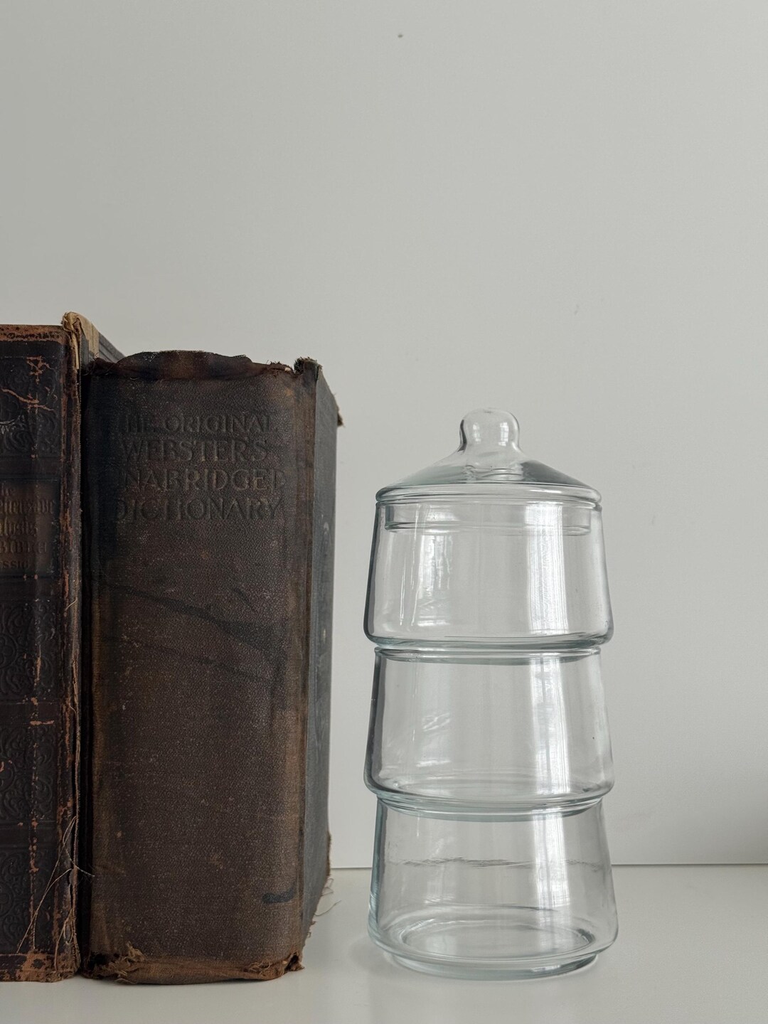 Vintage Apothecary Glass Jars, Stacking Lidded Jars, Home Decor, Candy ...