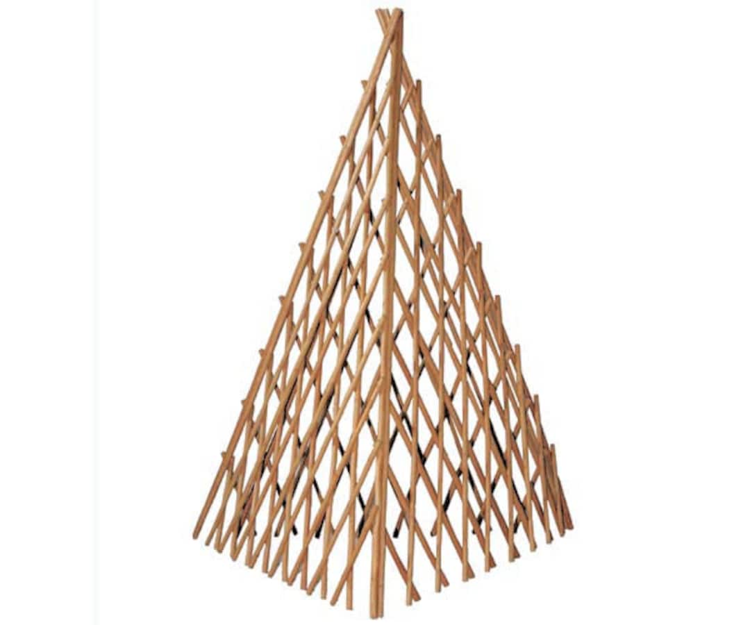 Willow Teepee Plant Support, Brown Bark on or Debarked Beige Finishes ...