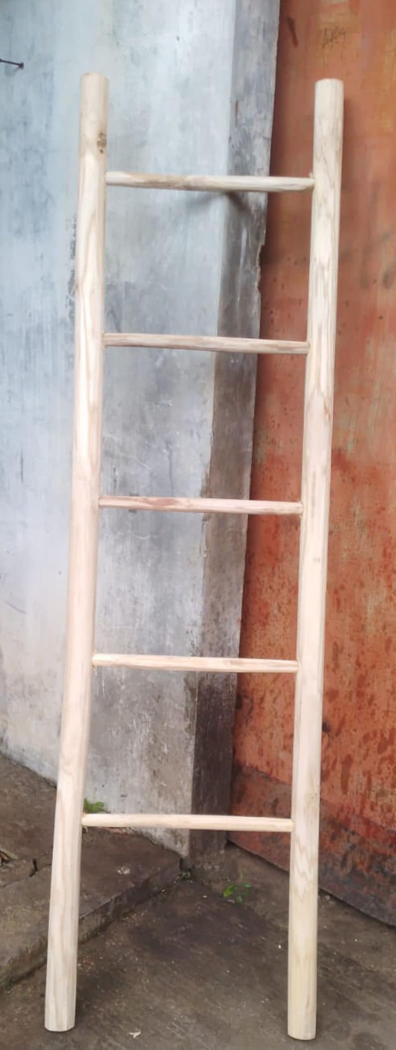 Teak Log Wood Ladder Rack - Etsy