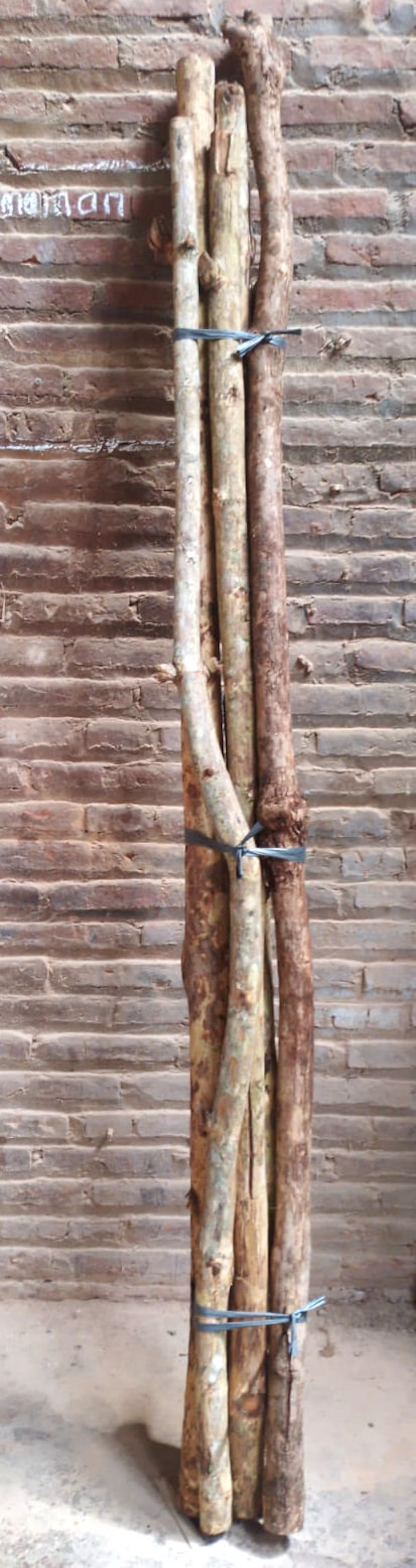 Bark on Teak Timber Log Pole - Etsy