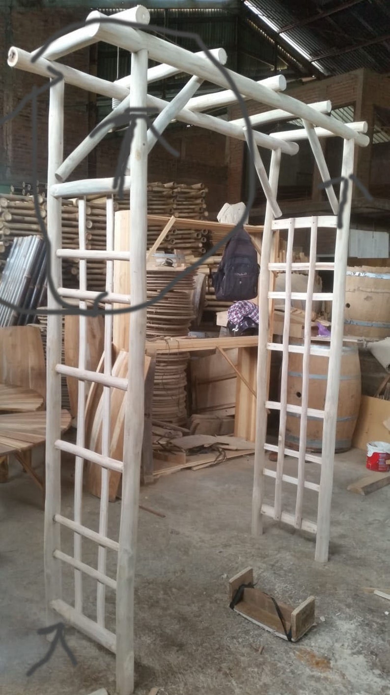 Teak Log Wood Garden Arbor - Etsy