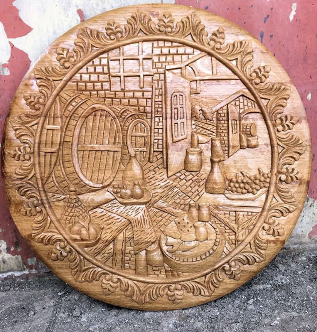 Hand Carved Vineyard Motifs on Oak Wood Reclaimed Genuine Wine - Etsy