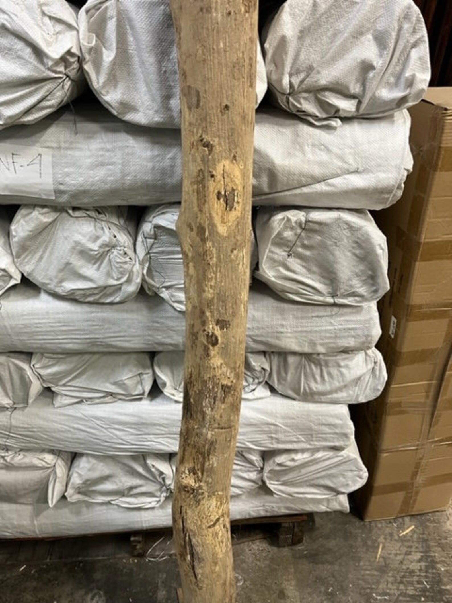 Bark on Teak Timber Log Pole - Etsy