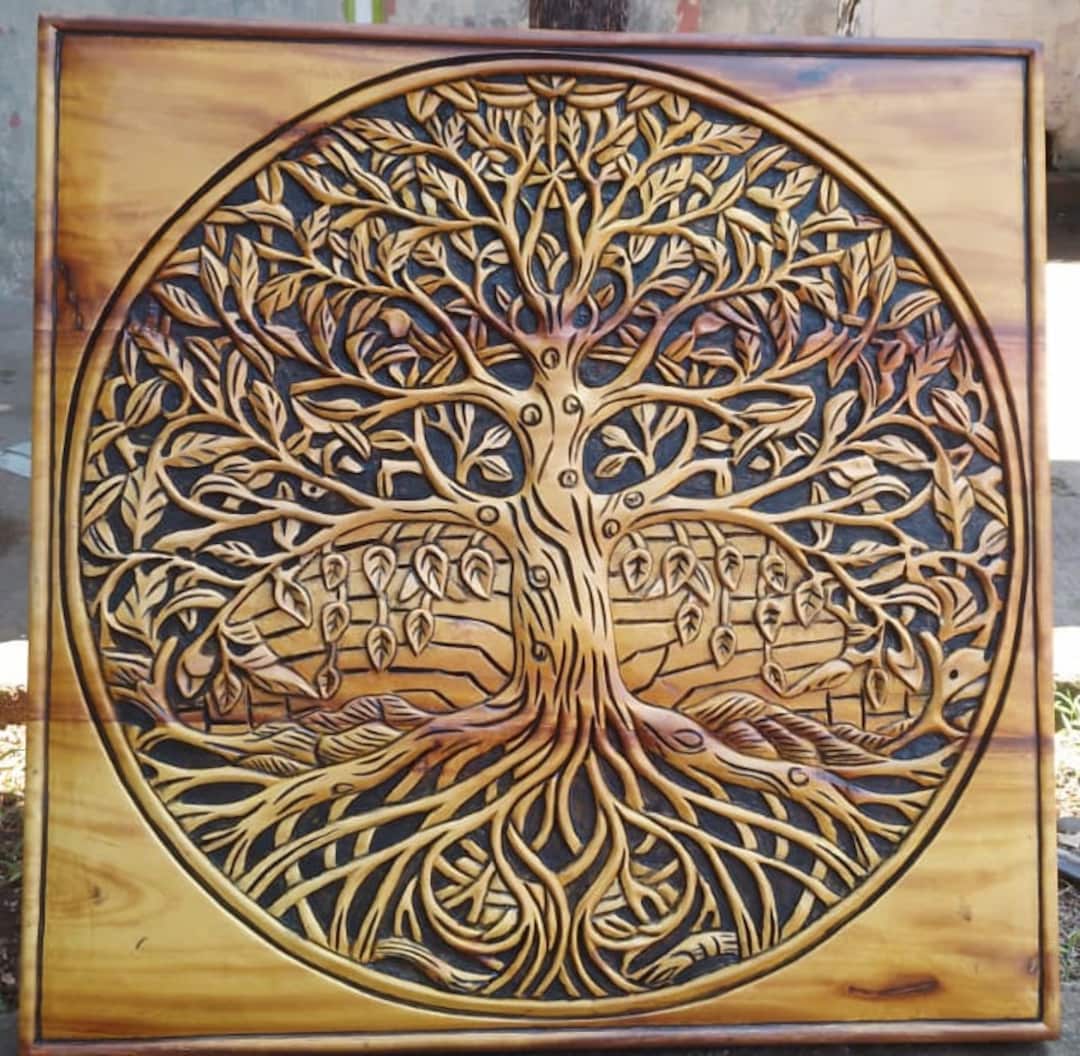 Hand Carved Archetype Tree of Life on Tropical Jack Fruit Wood Board ...