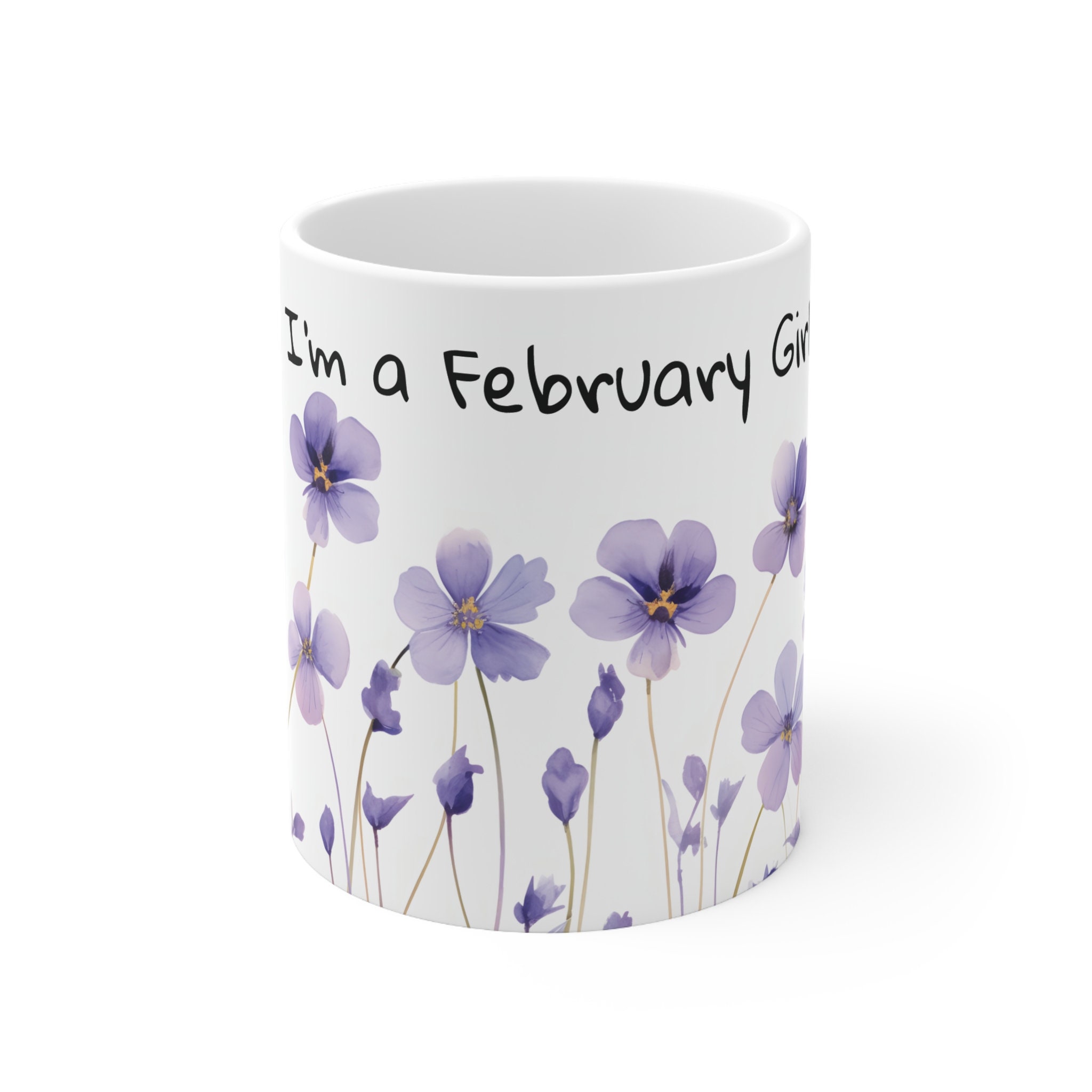 Pressed Flowers Mug, February, Custom Birth Flower Mug, Violets Coffee ...