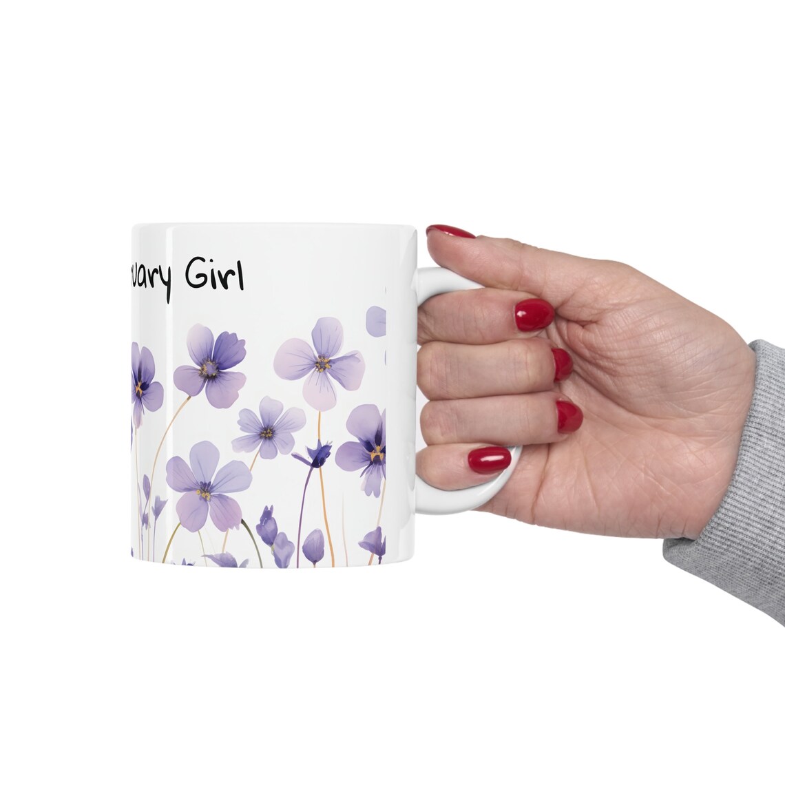 Pressed Flowers Mug, February, Custom Birth Flower Mug, Violets Coffee ...