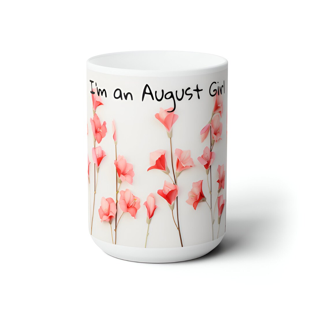 Pressed Flowers Mug, August, Custom Birth Flower Mug, Gladiolus Coffee ...