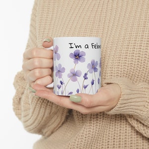 Pressed Flowers Mug, February, Custom Birth Flower Mug, Violets Coffee ...