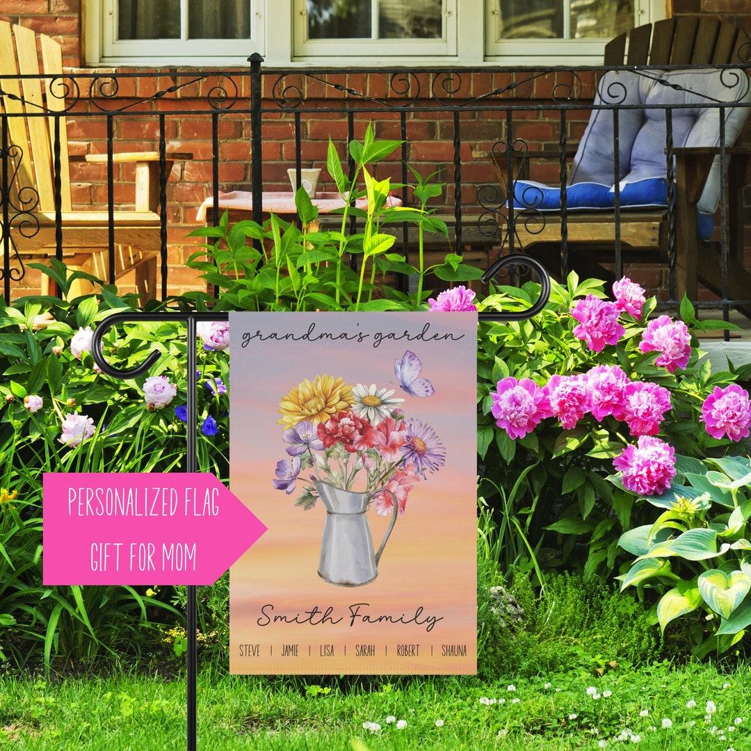 Custom Garden Birthflower Flag, Lawn Sign Family Names, Gift for ...