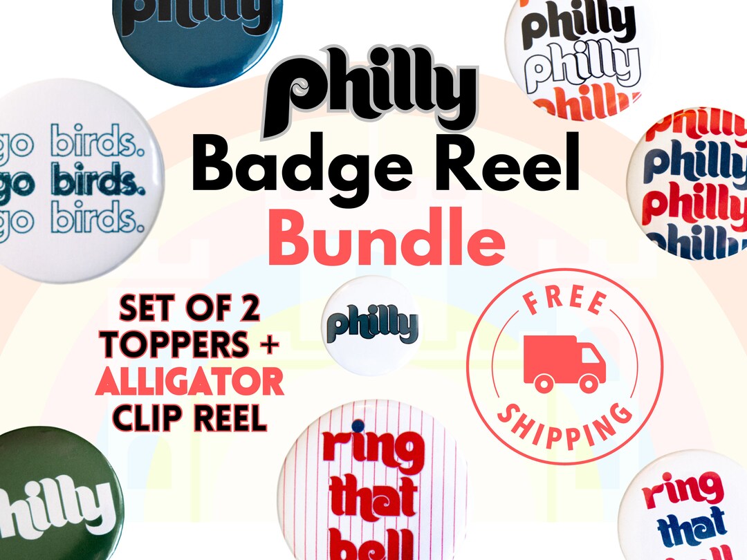 Philly Sports Badge Reel Bundle, Set of 2 With ALLIGATOR Clip ...