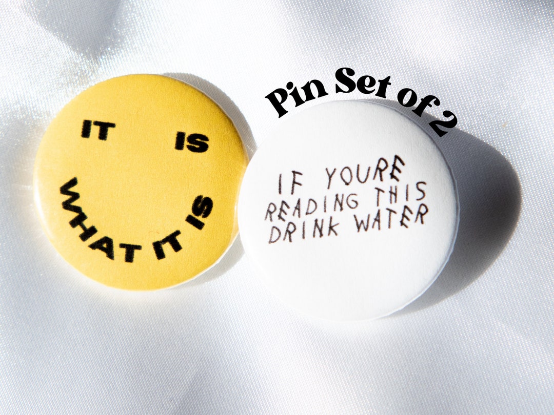 Funny Pins Bundle, Set of 2 Pins Handmade Round Pin Lapel Pin Brooch ...