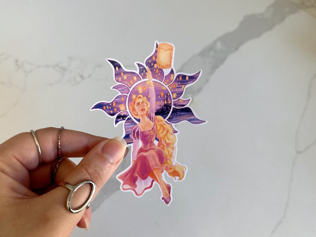 Disney Princess Inspired Tangled / Rapunzel & Lanterns Sticker | Gold ...