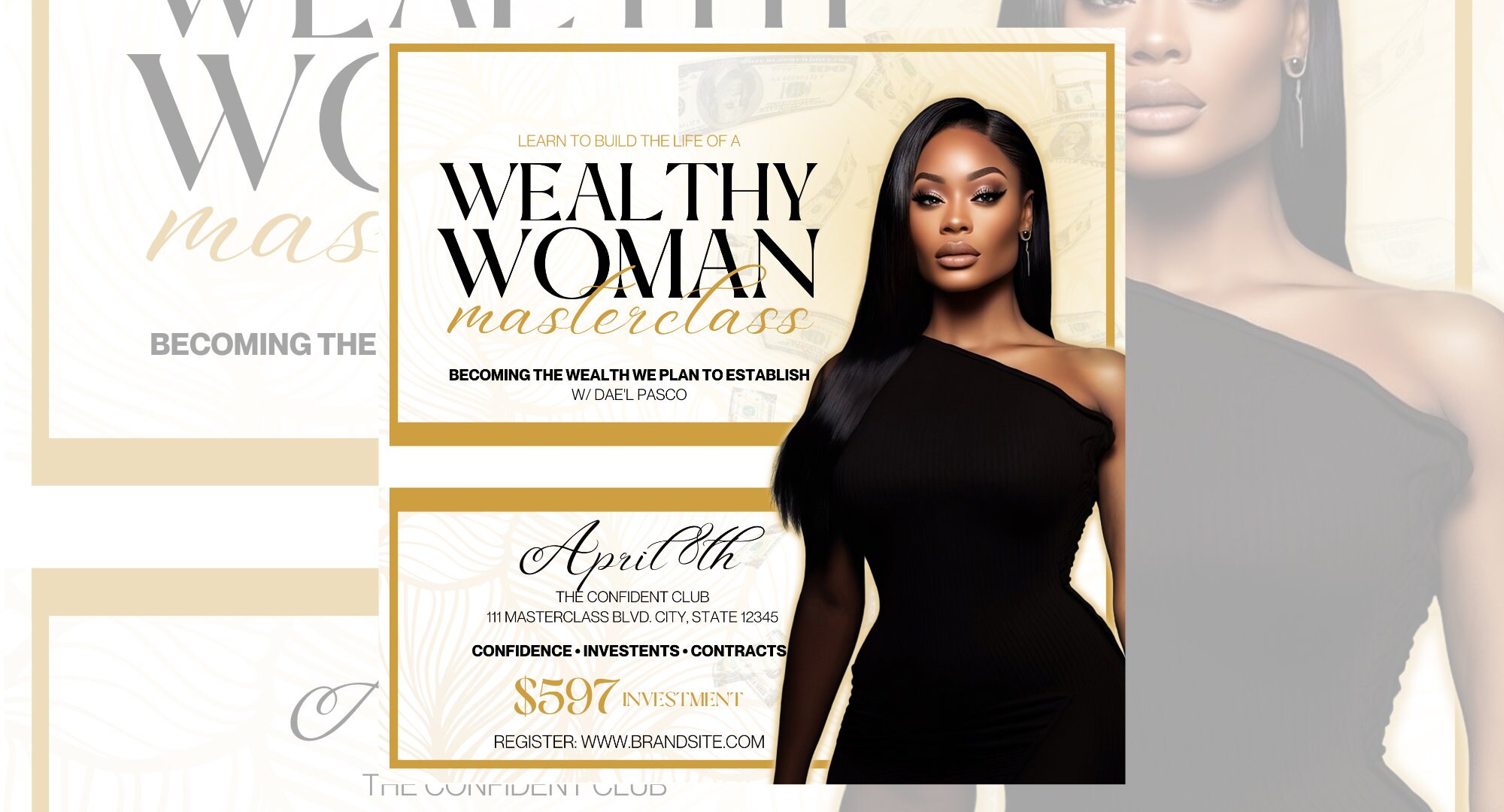 Luxury Flyer | Wealthy Woman | Canva Flyer Template | Customizable ...