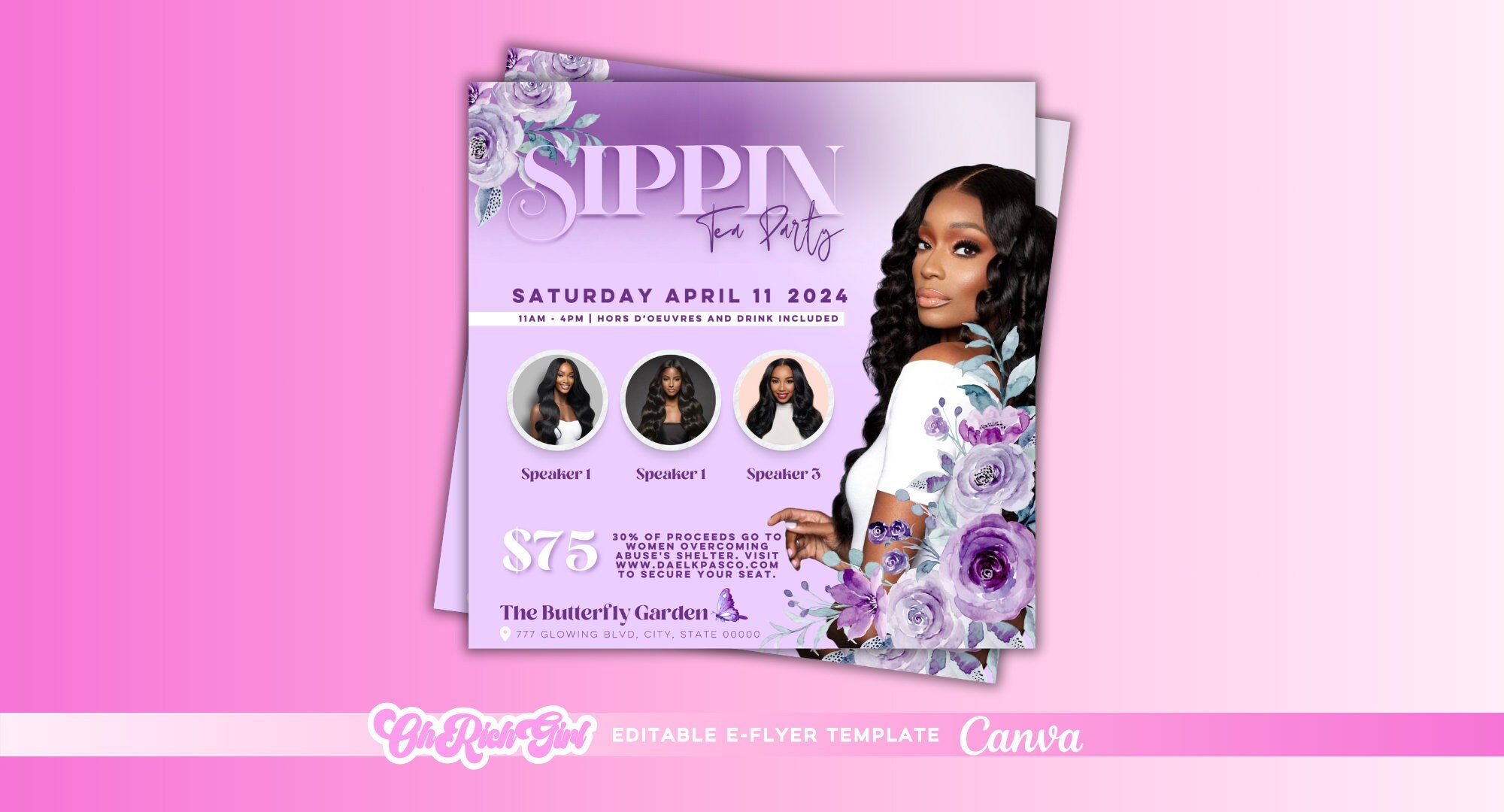 Women's Tea Party Flyer | Spring Flyer | Canva Flyer Template ...
