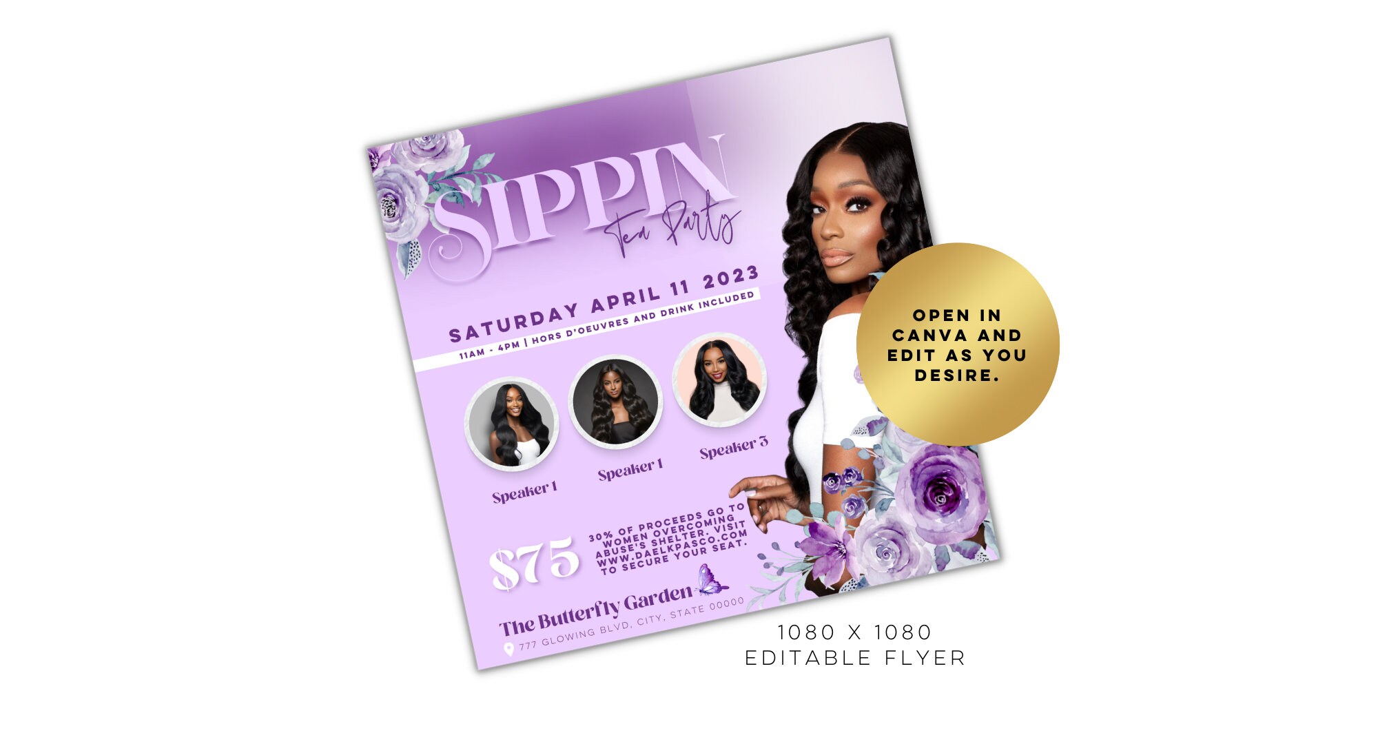 Women's Tea Party Flyer Spring Flyer Canva Flyer Template Customizable ...