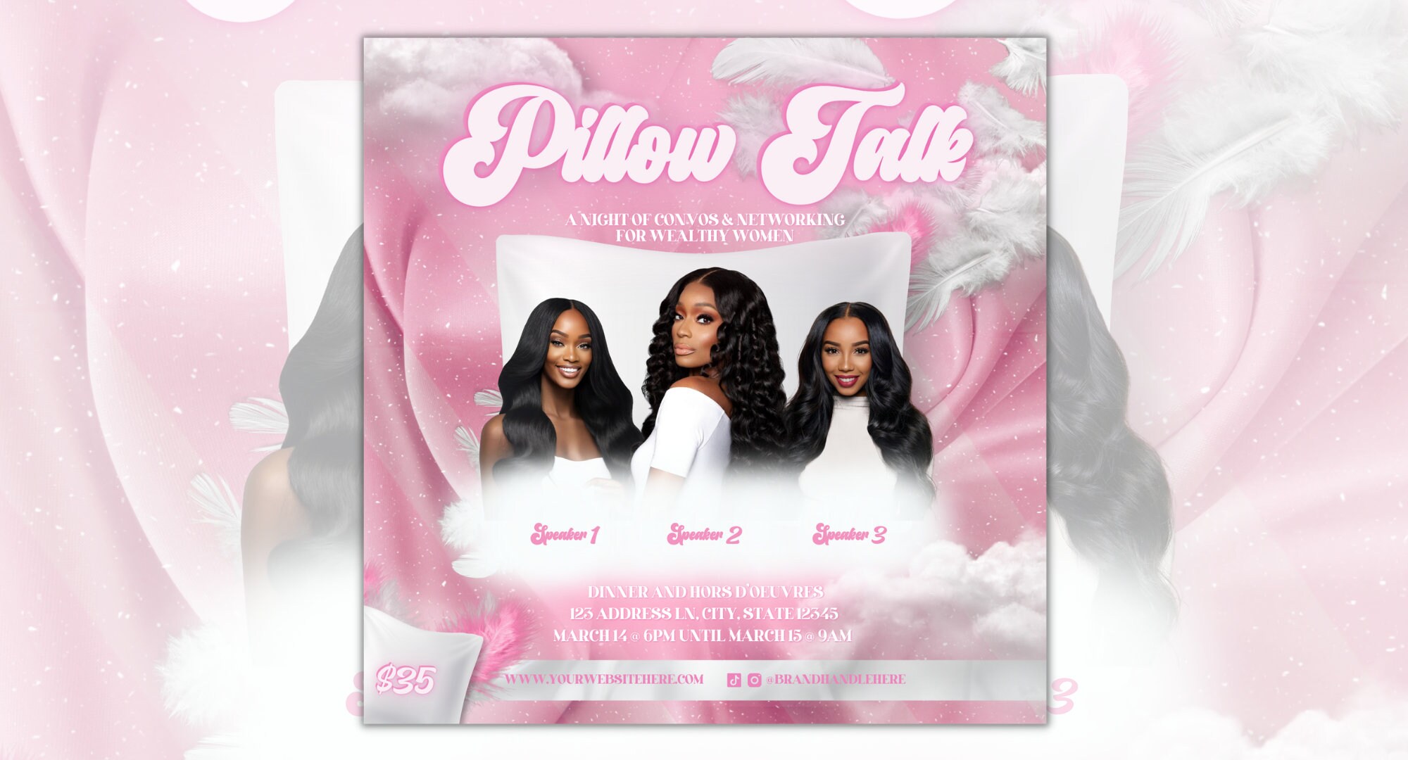 Women's Pajama Party Flyer Spring Flyer Canva Flyer Template ...