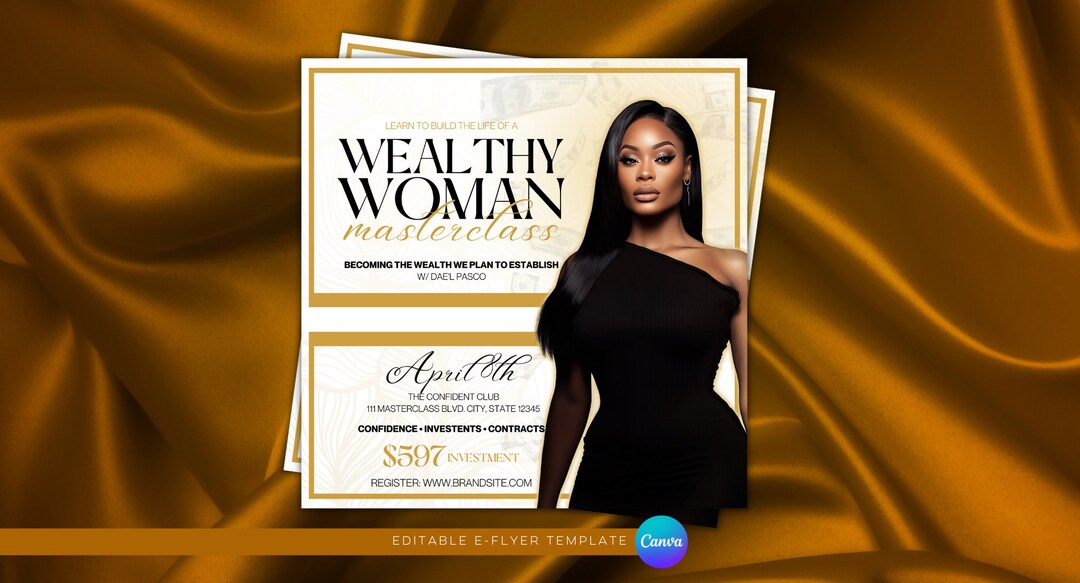 Luxury Flyer | Wealthy Woman | Canva Flyer Template | Customizable ...