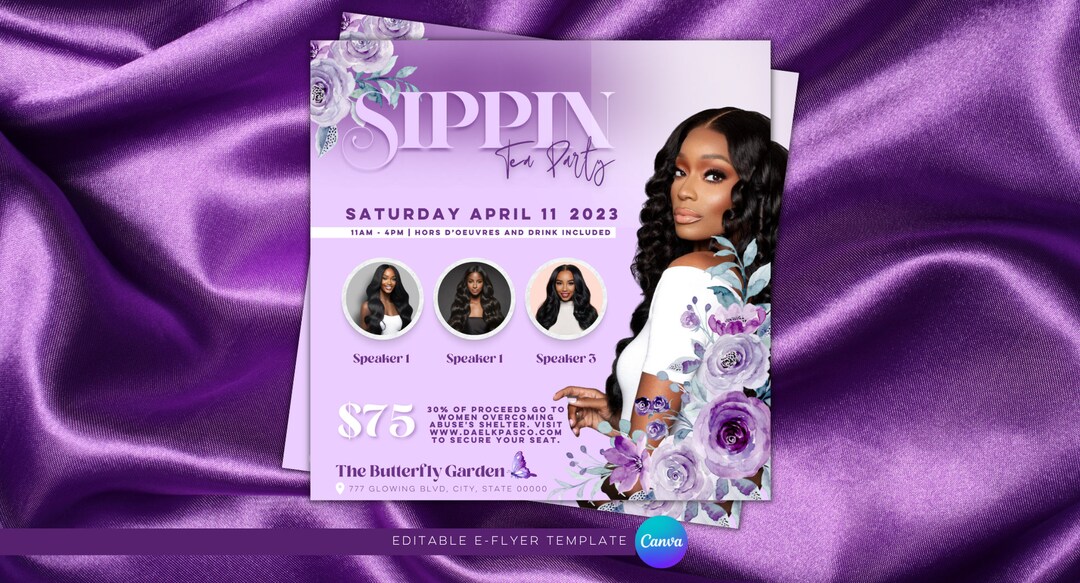 Women's Tea Party Flyer Spring Flyer Canva Flyer - Etsy