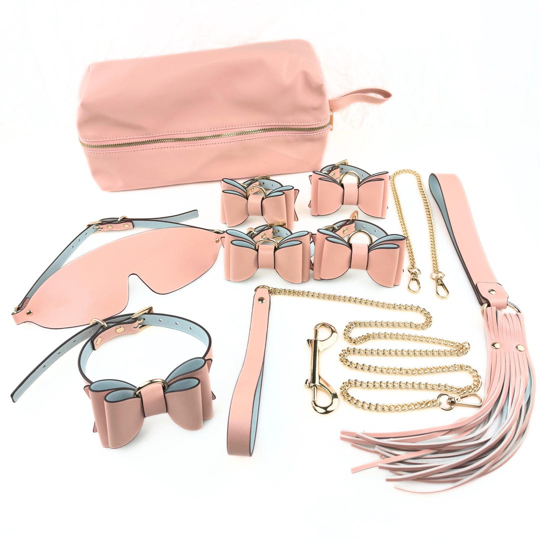 Pink Bows Tie BDSM Bondage Set, 10-in-1, Restraint Fetish Kit W ...